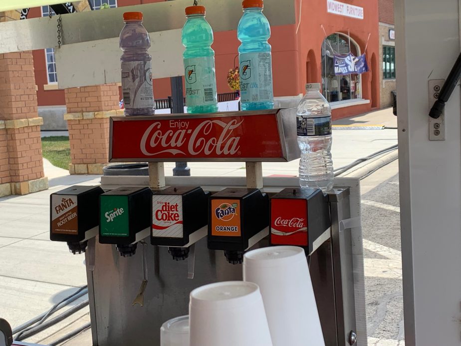 This pop machine still has the classic logos!