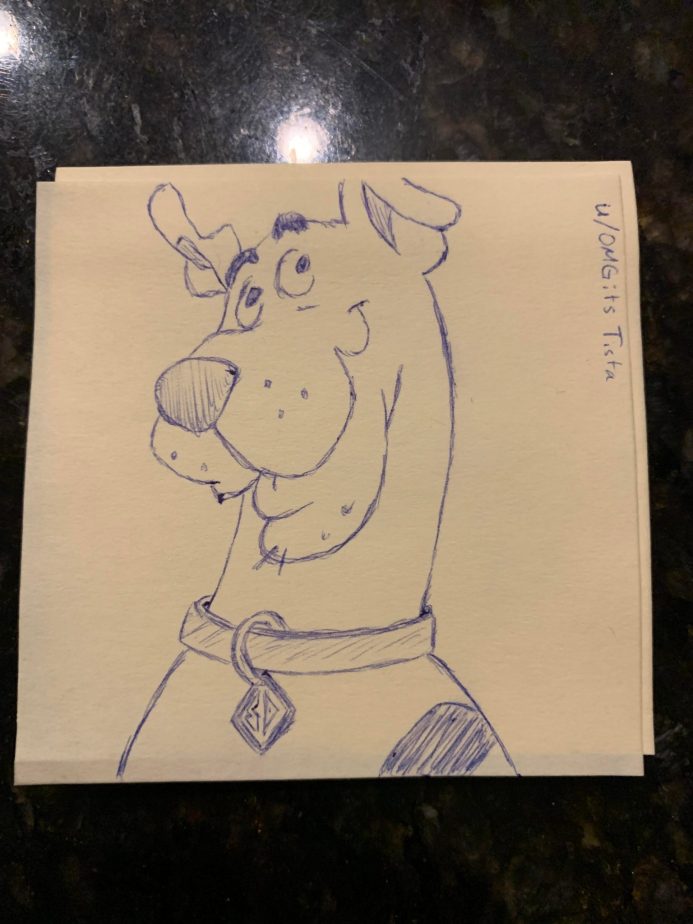 I draw cartoon characters on sticky notes